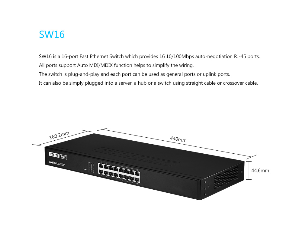 Sw16 Switch 16 Cổng Tốc độ 10 100mbps Totolink Việt Nam